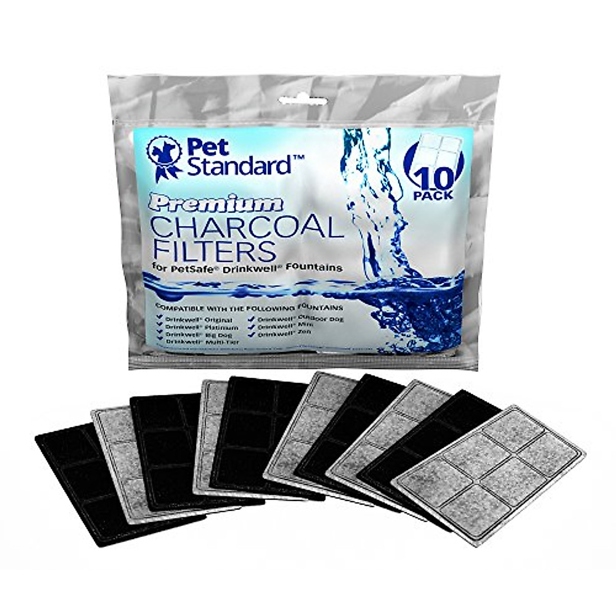 Premium Charcoal Filters for PetSafe Drinkwell Fountains, Pack of 10