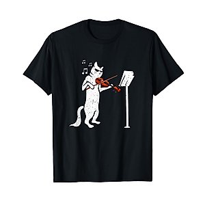 Cat Playing Violin Funny Musical Instrument Violin Pets T-Shirt