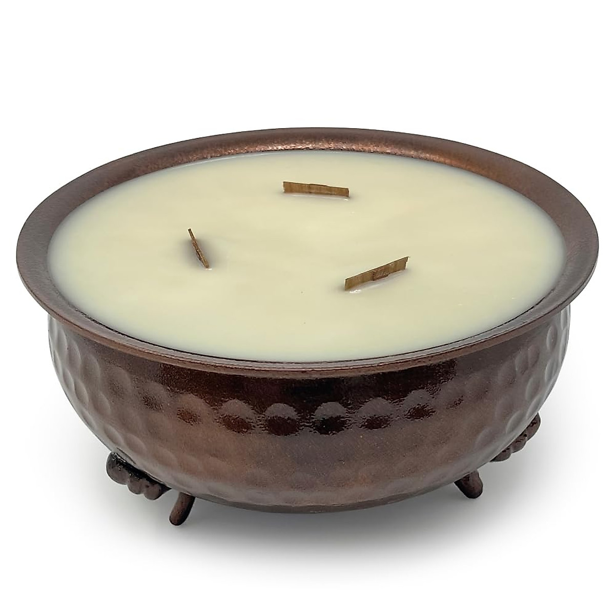 Dough Bowl Candle Company Candles for Men - 6.2" x 3" Firepit Metal Mens Candle, Mahogany Teak Scented Candles for Men, Multipurpose Wooden Wick Candles for Bedroom or Man Cave, 50 Hour Burn Time