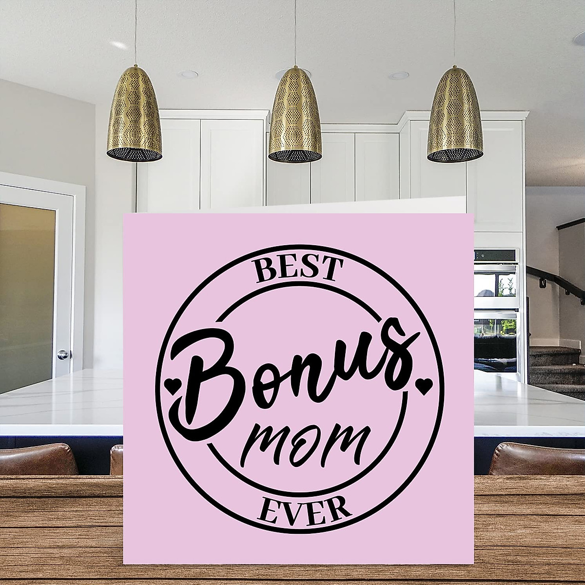 Step Mom Mothers Day Card - Best Bonus Mom Ever - Funny Novelty Happy Birthday Mother's Day Card from Step-Daughter Son, 5.7 x 5.7 Inch Birthday Greeting Cards for Step Mom Mommy Mama
