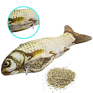 Youngever 7 Cat Toys Assortment with 5 Refillable Catnip Fish Cat Toys and 2 Catnip Fur Mouse Cat Toys, Extra Catnip for Refill, for Cat, Puppy, Kitty, Kitten, Ferret, Rabbit