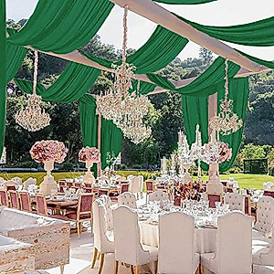 MODFUNS Wedding Ceiling Draping Emerald Green Chiffon Arch Drapes Fabric 6 Panels 5FTx10FT Sheer Backdrop Curtains for Weddings Bed Canopy Arch Drapery Decorations for Ceremony Events Swag Archway