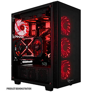 Rosewill ATX Mid Tower Gaming PC Computer Case with Red LED Fans, 360mm AIO Water Cooling Radiator Support, 3 Sided Tempered Glass, Great Cable Management/Airflow - CULLINAN MX-Red