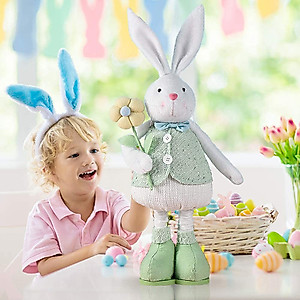 WORLDECO Easter Plush Bunny Gnome 2024 Ornaments, Swedish Garden Plush Doll Gift Spring Long Stretchable Leg, Holiday Room Decor 32 inch