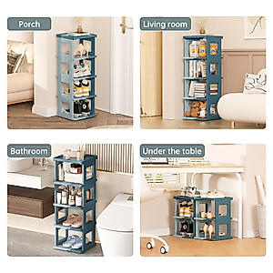 HAIXIN Shoe Rack Organizer, 5 Tier Collapsible Shoe Storage Cabinet Entryway, Sneaker Rack for Men, Sturdy Wide Shoe Stand, Free Standing Shoe Racks for Bedroom, Closet, Garage(Dark & Light Blue)