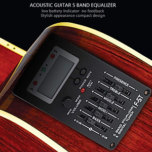 5 Band Guitar Equalizer, F-5T EQ Equalizer Pickup Tuner for Acoustic Guitar Musical Instrument