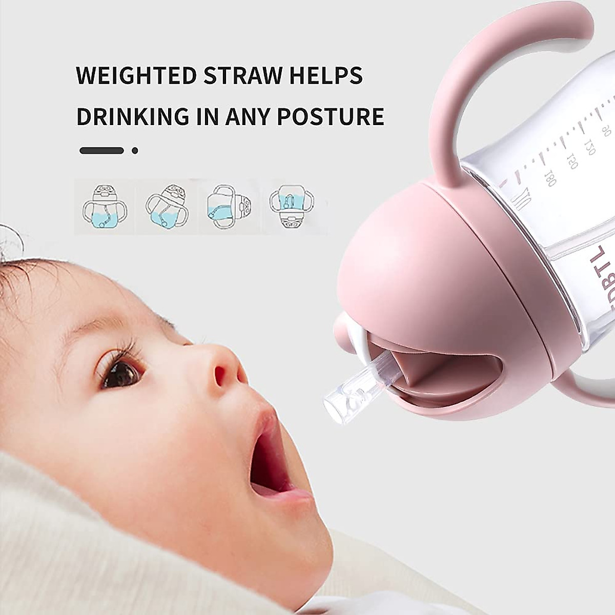 FDBTL Baby Soft Spout Sippy Cups, Learner Cup with Removable Handles, Leak-Proof, Spill-Proof, A Straw Brush, Break-Proof Cups for Toddlers Infant (Pink 9oz)