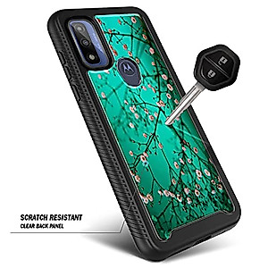 NZND Case for Motorola Moto G Pure, Moto G Play 2023/G Power 2022 with [Built-in Screen Protector], Full-Body Protective Shockproof Rugged Bumper Cover Durable Phone Case (Plum Blossom)