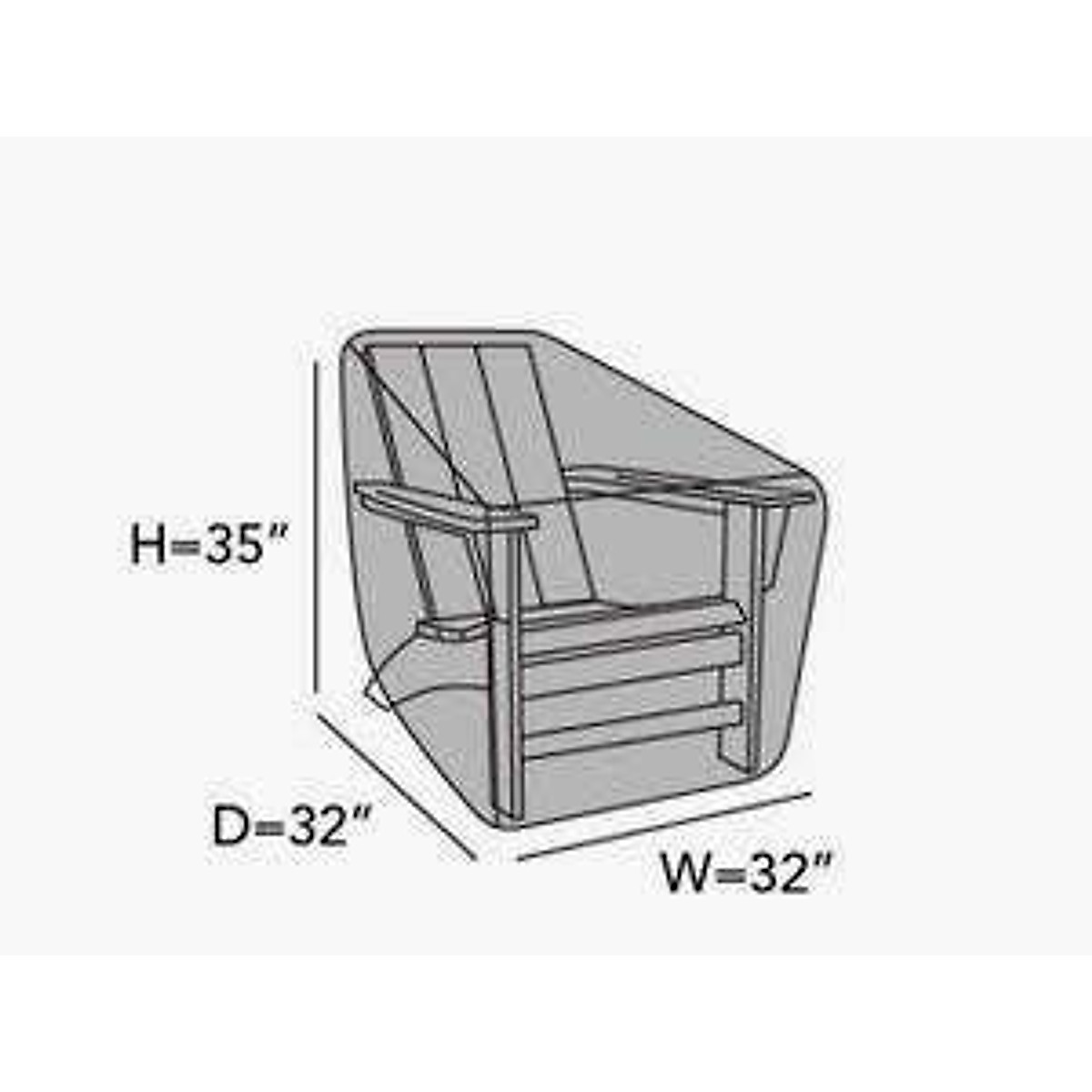 Covermates Outdoor Squared Back Adirondack Chair Cover - Water Resistant Polyester, Drawcord Hem, Mesh Vents, Seating and Chair Covers, 32W x 32D x 35H, Khaki