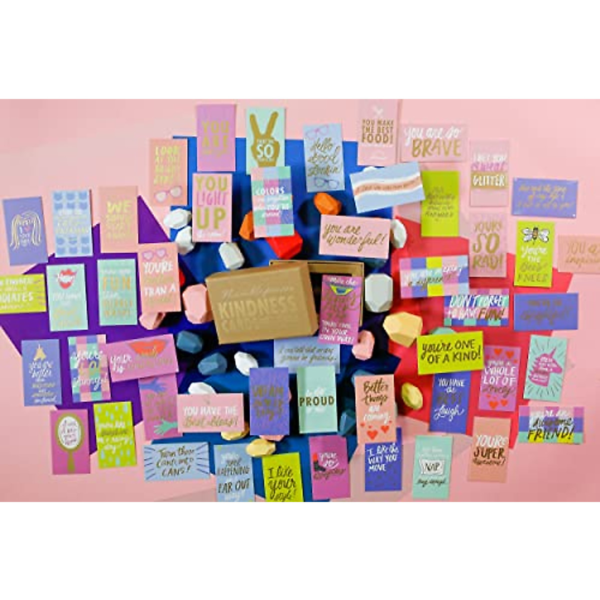 Kindness & Gratitude Cards, 50 Unique Designs and Quotes, Spread Joy & Appreciation, Illustrated With Fun and Motivation Inspired Phrases With Gold Embossing