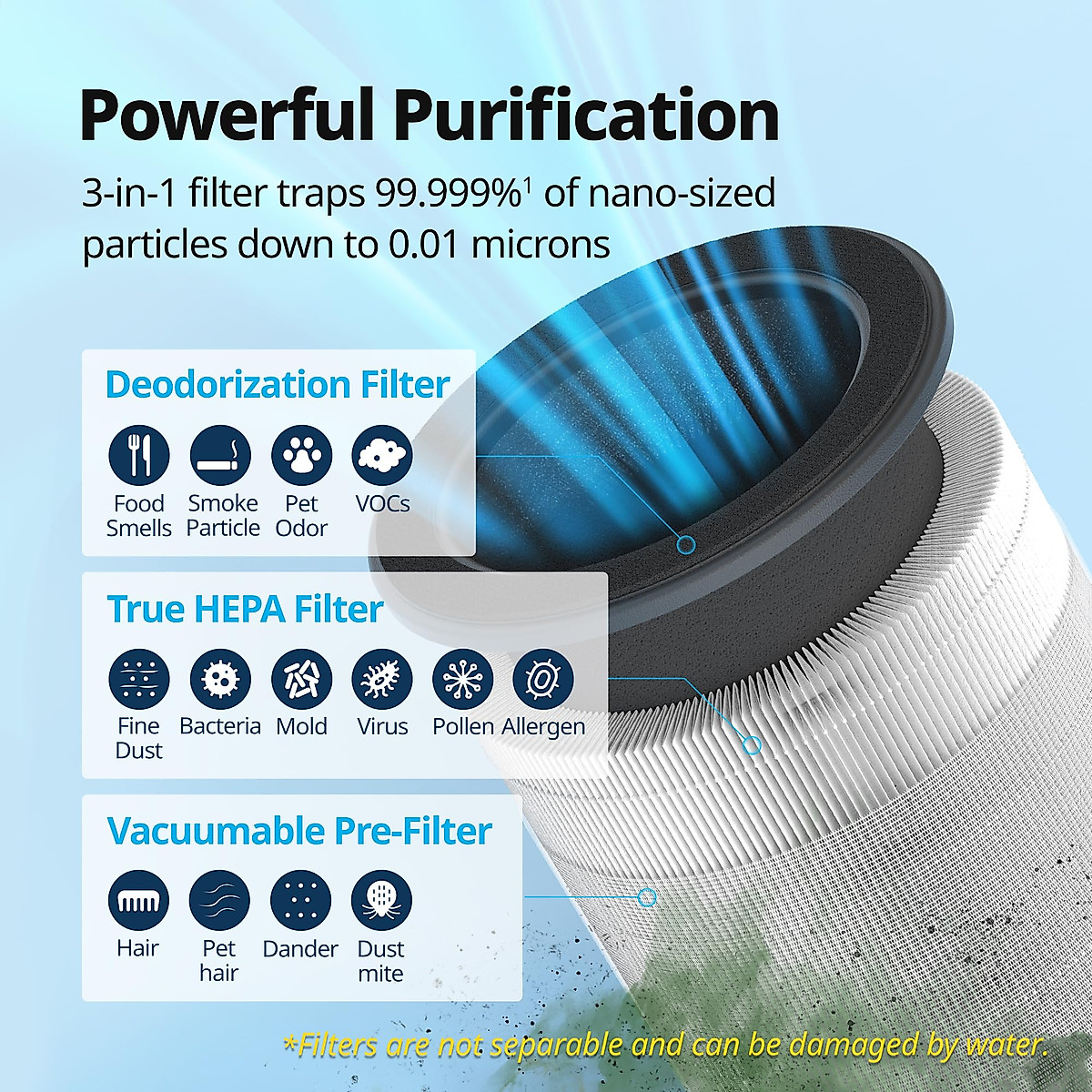 Coway Airmega 100 Air Purifier Replacement Filter Set, True HEPA and Deodorization Filter