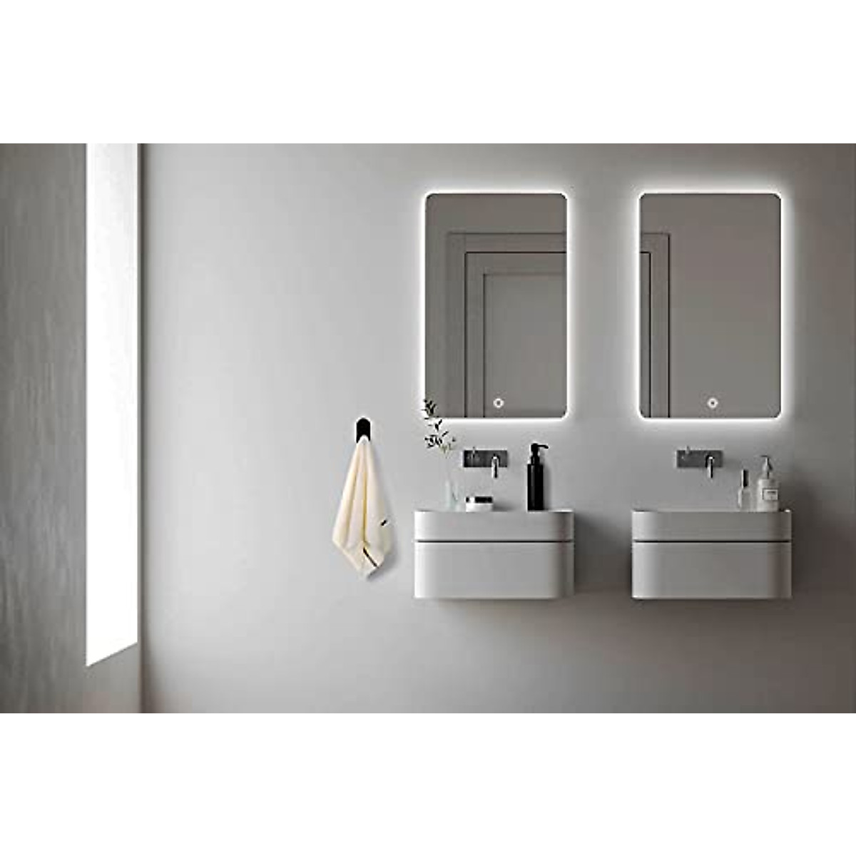 Ambrosya - Towel Holder Without Drilling - Adhesive Bathroom Coat Decoration Robe Hook Self-Adhesive Wall (1 Hook, Stainless Steel (Black))