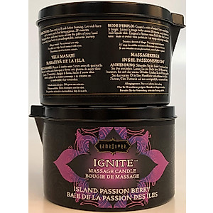 KAMA SUTRA Ignite Massage Candle - Coconut Oil and Soy Based - Island Passion Berry, 6 oz Candle Melts into a Warm Massage Oil, Couples Massage, Pour Spout Massage Candle