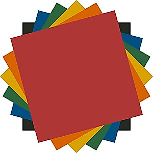 Cricut Premium Vinyl - Permanent, 12” x 12” Adhesive Decal Sheets Brights Sampler, Tomato Red, Orange, Maize Yellow, Kelly Green, Medium Blue, Forest Green