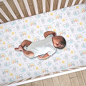 Lambs & Ivy Disney Baby Cozy Friends Winnie The Pooh White Fitted Crib Sheet