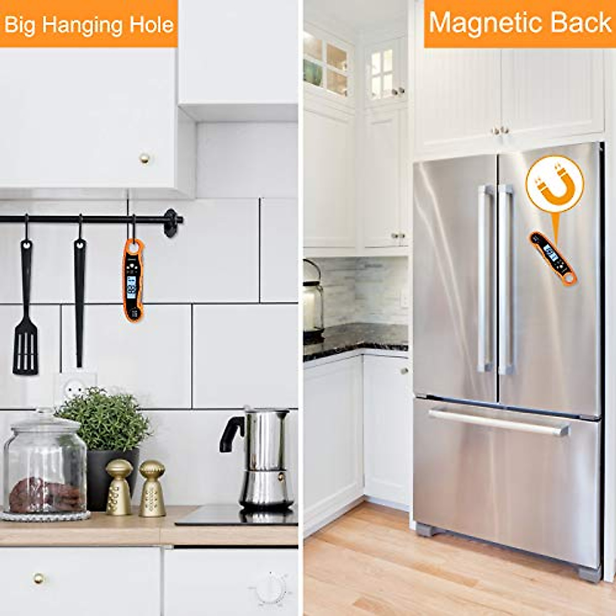 Comluck Instant Read Meat Thermometer - CA001 Digital Oven Cooking Food Min Max Thermometer Magnetic Waterproof with Backlight for Adults Kitchen Grill Steak Outdoor BBQ Barbecue Baking