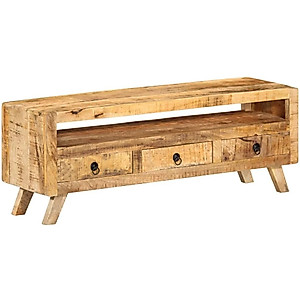 vidaXL Solid Mango Wood TV Unit - Versatile and Stylish Wooden TV Stand with Spacious Drawers and Shelf - Durable, Polished, and Painted - 43.3"x11.8"x15.7" Dimensions