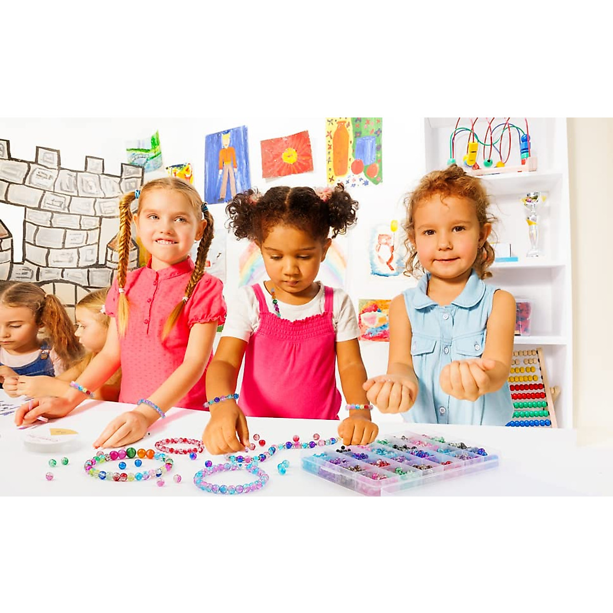 Suhome 1920pcs 8 Color Crackle Lampwork Glass Beads 4mm 6mm 8mm Handcrafted Round Spacer Loose Beads for Jewelry Making