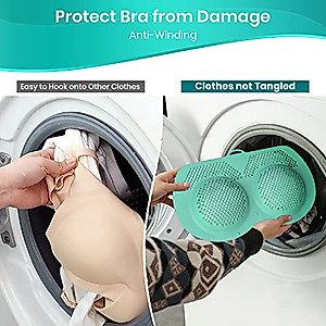 Extra Large Laundry Bag for Delicate Bra Washing Bag, 360° Cleaning Bras Silicone Laundry Science Bag, Lingerie Wash Bag for Underwear Brassiere Protection Bra Washing (Green)