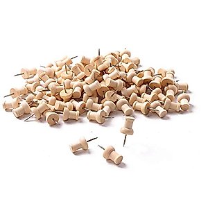 Tupalizy Wooden Push Pins Wood Thumb Map Tacks for Cork Boards and Home Office Craft Projects, Natural Color, 100 Pieces