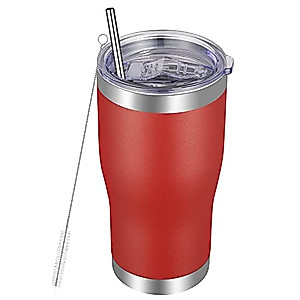 VEGOND 20oz Tumbler Stainless Steel Tumbler Cup with Lid And Straw Vacuum Insulated Double Wall Travel Coffee Mug(Brick red 1 Pack)