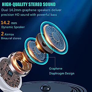 EEAABBR True Wireless Earbuds Bluetooth 5.3 in Ear Noise Cancelling IPx7 Waterproof Portable Charging Case Immersive Sound Deep Bass Touch Earphones Sport Headphone for iPhone Android
