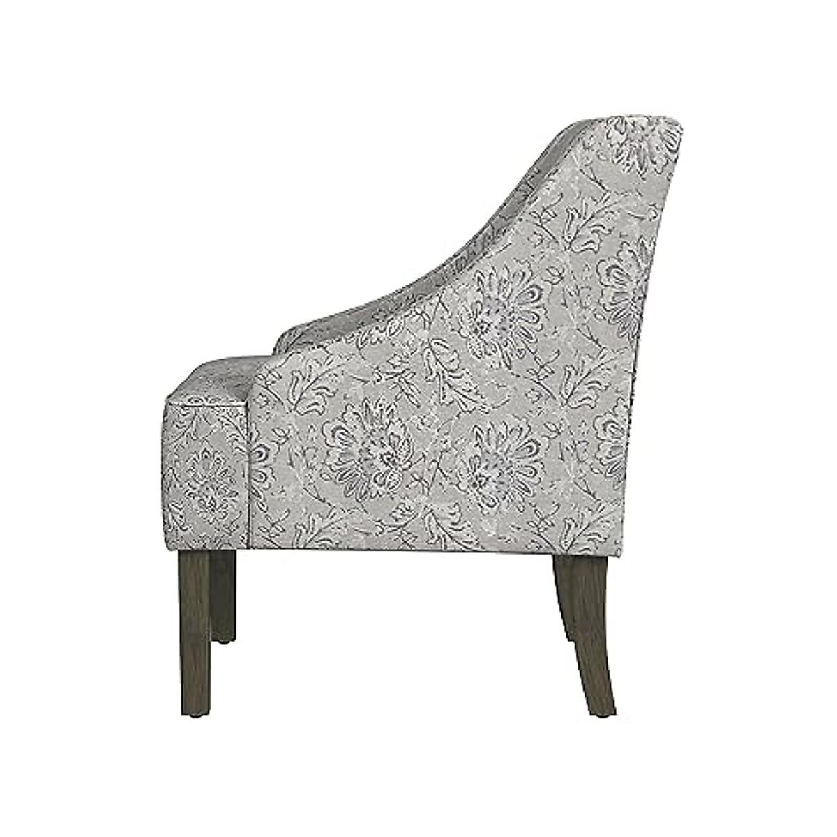 HomePop Home Decor | Upholstered Classic Swoop Arm Accent Chair | Accent Chairs for Living Room & Bedroom | Decorative Home Furniture, Gray Linen Artistic Floral Print