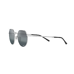 Ray-Ban RB3565 Jack Round Sunglasses, Silver/Dark Blue Mirrored Polarized, 51 mm