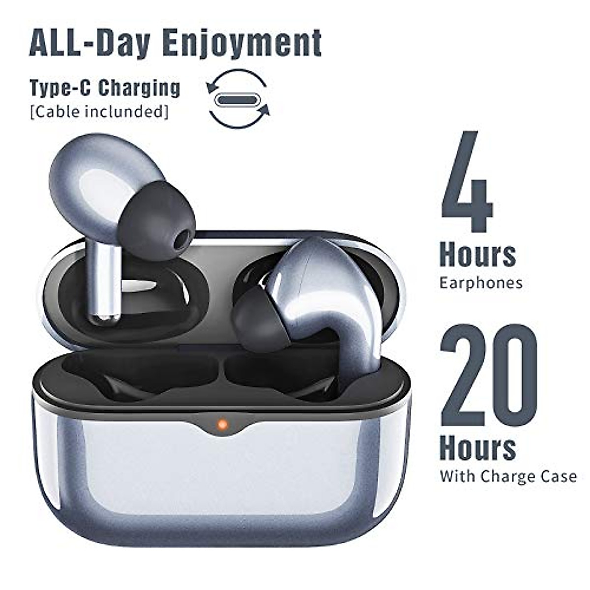 kurdene Wireless Earbuds, Bluetooth Earbuds Stereo Sound with Mic Long Playtime Deep Bass in Ear Sport Bluetooth Headphones with Charging Case