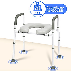 Bogural Raised Toilet Seat with Handles, Height Adjustable Elevated Toilet Seat Riser, 400 lbs Toilet Seat Riser for Seniors, Disabled and Pregnant, Fit Any Toilet