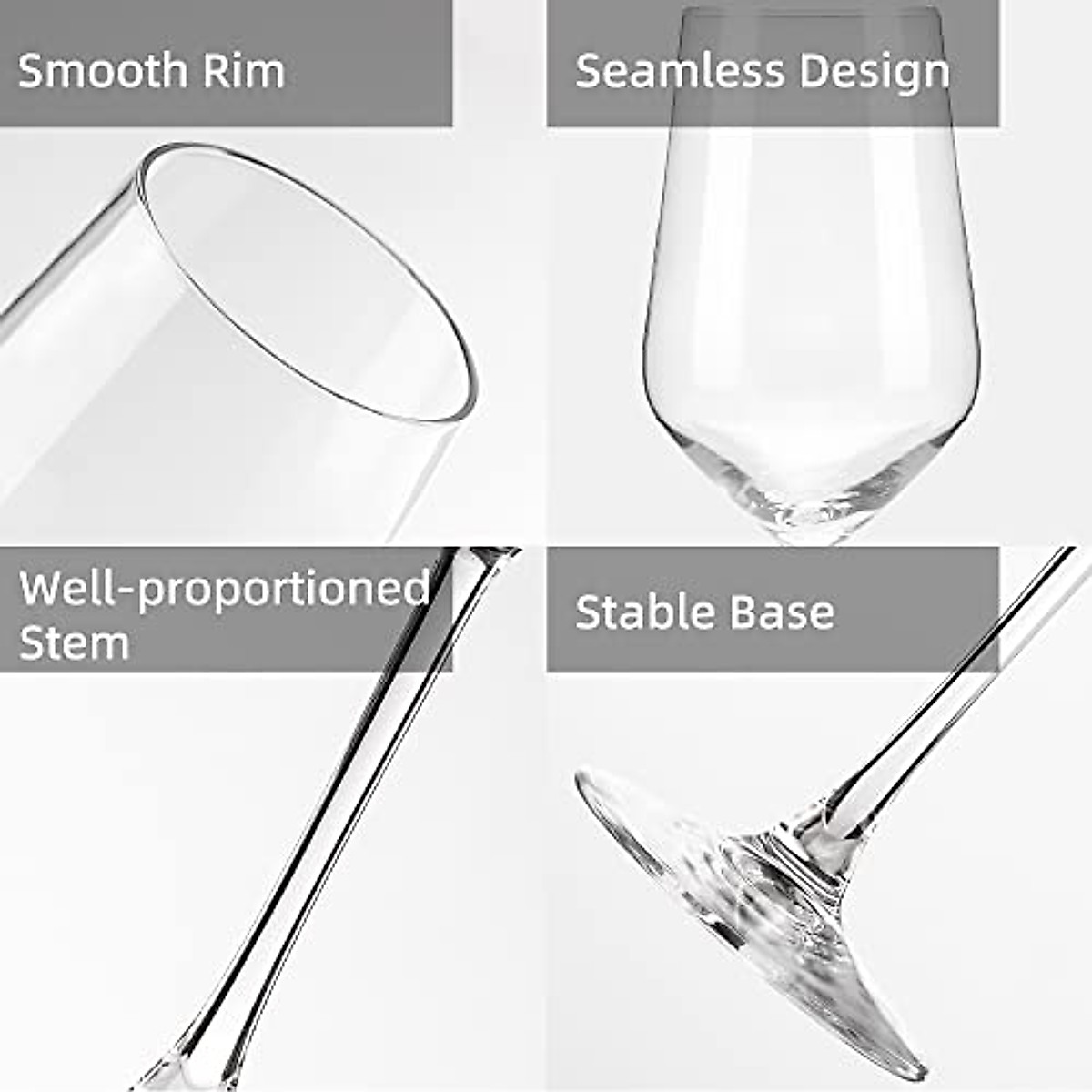 YANGNAY Wine Glasses (Set of 12, 13 Oz), Clear Wine Glasses for Red or White Wine, Smooth Rim, Dishwasher Safe