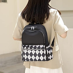 Wednesday Tartan Plaid Backpack Aesthetic Back to School for Teens Y2K Gothic Black White School Book Bag (Black)