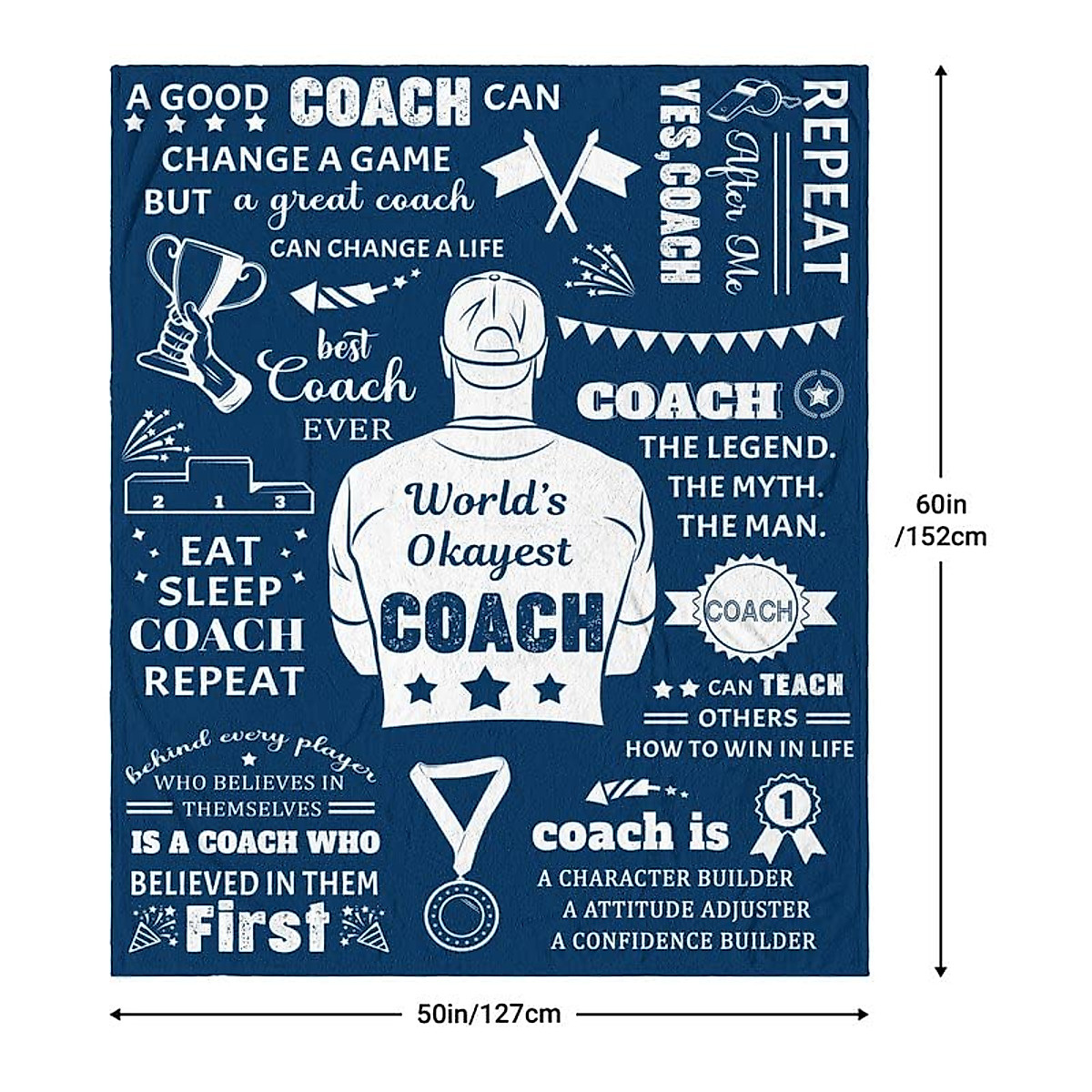 NIAXAYER Coach Gifts for Men Best Coach, Cheer Coach Gifts, Coach Appreciation Gift Flannel Throw Blanket 60"×50"