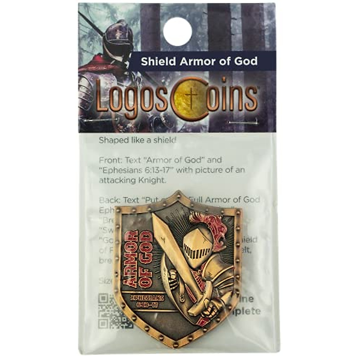 Armor of God Challenge Coin Bulk Pack of 10, Commemorative Military Souvenir Coins for Collectors, Knight Templar Shield Religious Pocket Prayer Token of Faith for Army, Navy, & Marine Veterans