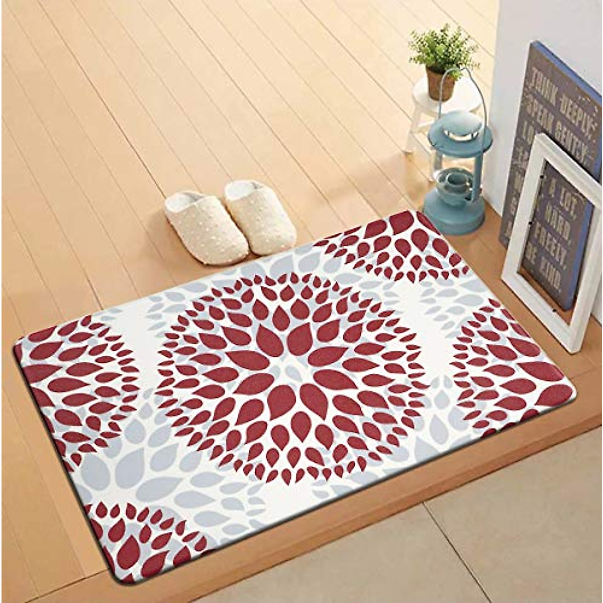 Rugshop Modern Floral Circles Anti Fatigue Standing Mat 18" x 30" Red