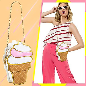 2 Pieces Cupcake Ice Cream Crossbody Handbag Cupcake PU Crossbody Shoulder Bag Ice-cream Crossbody Small Purse Cell Phone Shoulder Bag for Girls Women