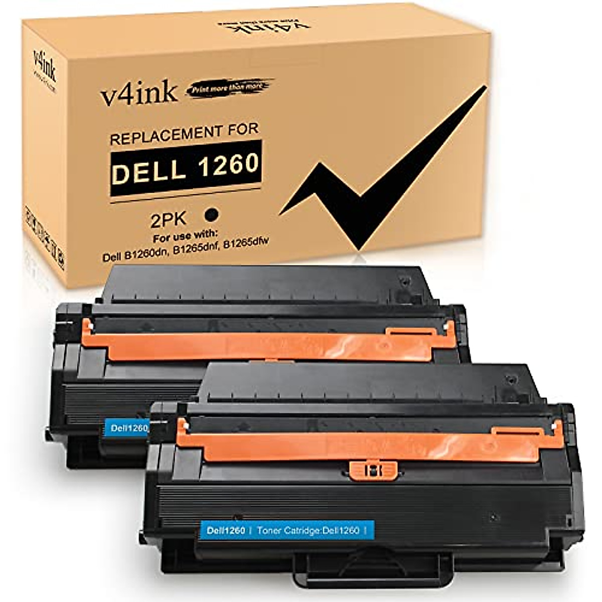 v4ink Compatible Toner Cartridge Replacement for Dell 331-7328 RWXNT DRYXV Work with B1260dn B1260dnf B1265dnf B1265dfw Printer, 2-Pack