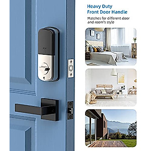 Roughshi Front Door Handle, Exterior/Interior Entry Lower Half Handleset Single Cylinder Lever, Century Trim for Left and Right Door Matte Black