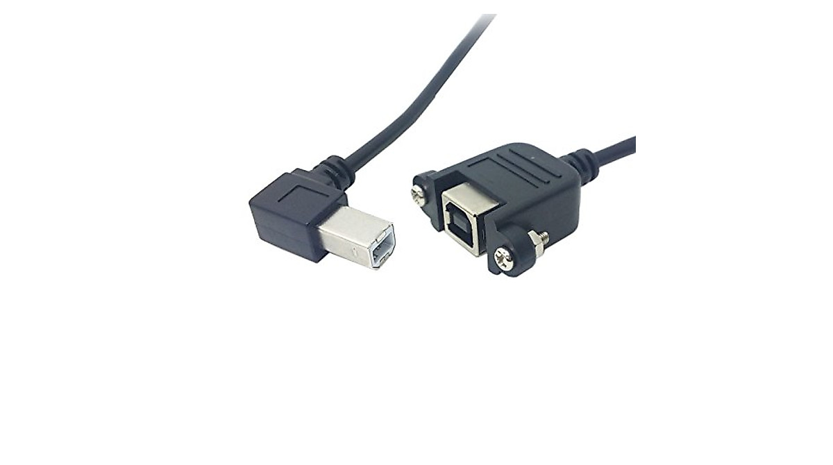 USB B Extension Cable 50cm - Left Angled Panel Mount