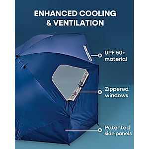 Sport-Brella Premiere XL UPF 50+ Umbrella Shelter for Sun and Rain Protection (9-Foot, Blue)