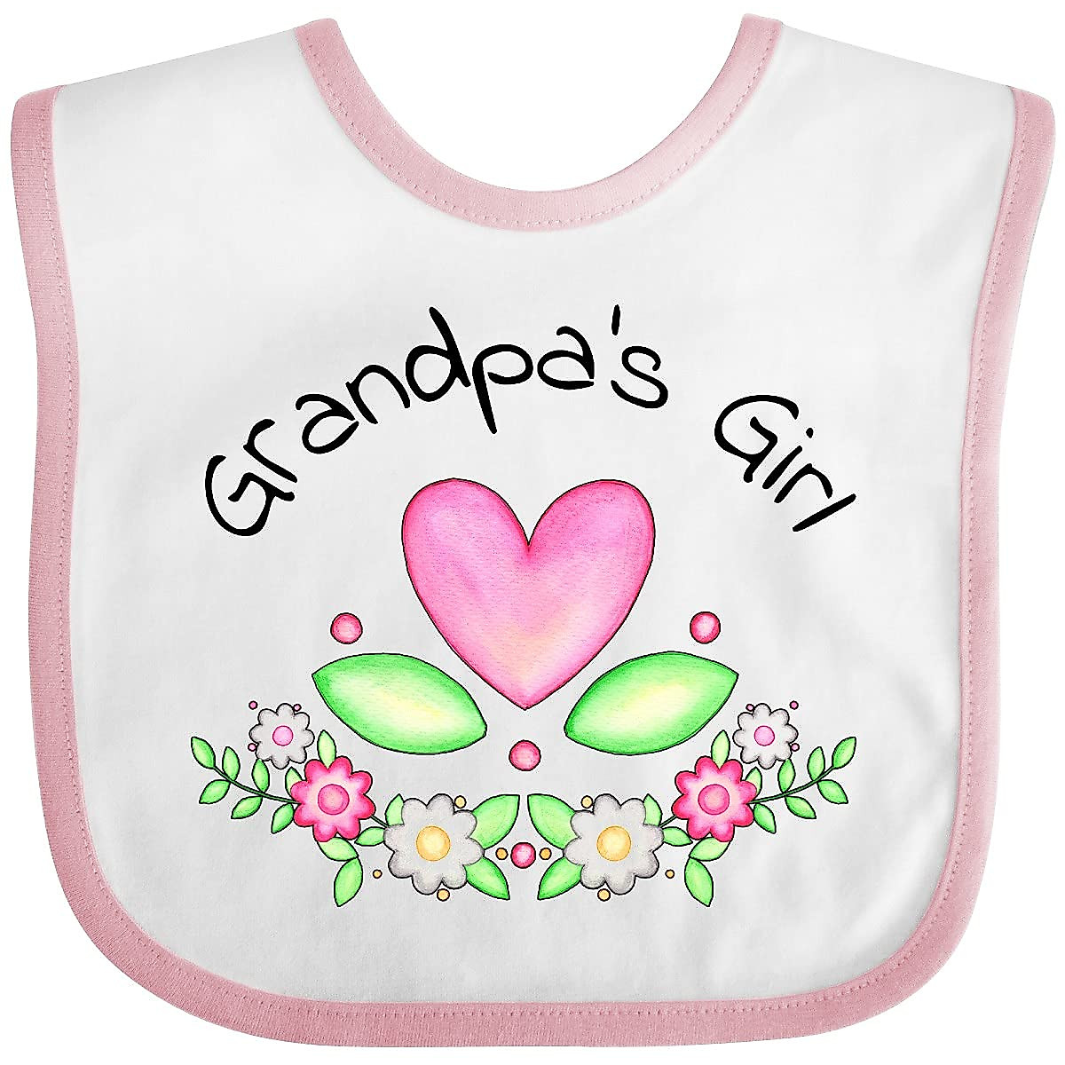 inktastic Grandpa's Girl- Heart Flowers Baby Bib White and Pink 2faea
