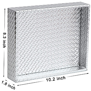 Gurfuy Rectangular Faux Leather Small Serving Tray 10" x 8" Modern Elegant Decorative Tray for Coffee Table Jewelry Perfume Organizer Living Dining Room Coffee Table Bathroom Office (Silver-2 Pcs)