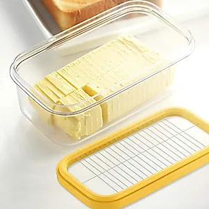 Butter Storage Box, Butter Box Cheese Container Keeper Butter Dish with Lid and Cutting Net Butter Storage Holder for Kitchen Restaurant Baking Food Storage Preservation Box, 6.7 x 3.9 x 2.8 in