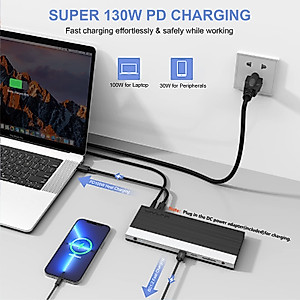 WAVLINK USB C Docking Station 4K Triple Display (2 HDMI + 1 Displayport) with 100W PC Charging, Gigabit Ethernet, 4 USB 3.0, SD/TF Card Slot, Audio, for Dell HP MacBook Lenovo and Other USB C Laptops