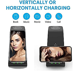 Wireless Charger Samsung 3 in 1 Qi Fast Wireless Charging Station for Multiple Devices Android Galaxy Watch 4/3/Active2/1/Gear S3,Galaxy S22/S21/S20/S10/Note20/Note10/Z Fold 3/Pixel 7/Pixel 6,Buds
