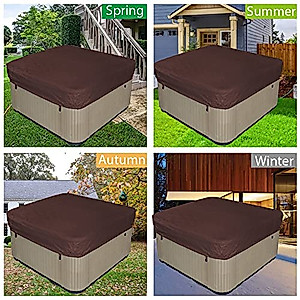 Klzzuk Square Spa Cover, Waterproof UV-Resistant Hot Tub Cover Cap, Outdoor All Seasons Hot Tub Anti-dust Cover, Tear Resistant 210D Oxford Cloth (207 * 207 * 30cm,Black)