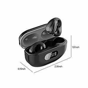 qolati Wireless Headphones Wireless Ear Buds Bluetooth Headphones Wireless Earbuds Charging Case Digital Display Sport Ear Buds with Earhook Waterproof for Gym Workout Running Sport (1pc White)