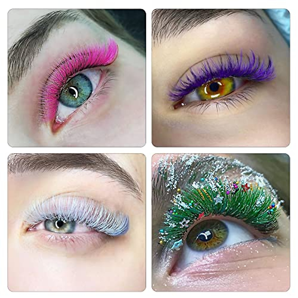 EMEDA Volume Lash Extensions Mix 8 Colored Lash Extensions Easy Fan Volume Lashes Colorful Self Fanning Volume Eyelash Extensions (Mixed 8 Color 0.07mm D Curl 15mm)