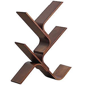 ZYCSKTL Brochure Stand Magazine Holder Rack Floor,Nordic Minimalist Tree-Shaped Floor-to-Ceiling Magazine Rack, Creative Stacking to Save Space and Bookcase (Color : Brown, Size : 622175cm)