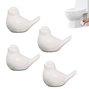 Generic 4-Pack Bird Design Toilet Bolt Caps - Decorative Porcelain Covers for Toilet Bowl Screws, Easy Installation (White)
